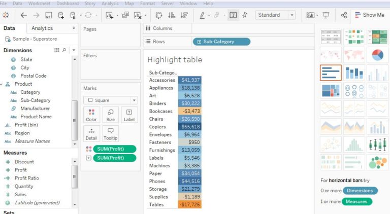 Tableau Highlight Table | i2tutorials
