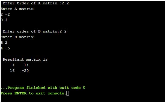 C program to find a product of two matrices | i2tutorials