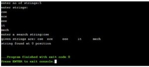 C program to search given string from set of strings | i2tutorials