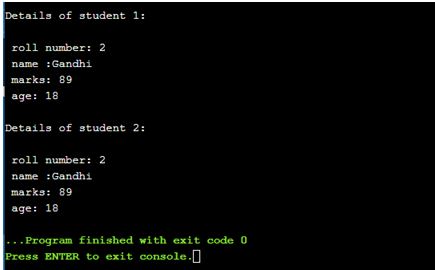 Operations performed on structure variable | i2tutorials